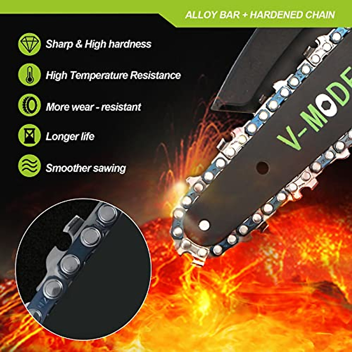 6 inch Mini Chainsaw Cordless, V-MODEST Upgraded Portable Handheld Electric Chain Saw Powered by 2 * 24V Rechargeable Battery, Small Chainsaw with Security Lock for Tree Branches Wood Cutting