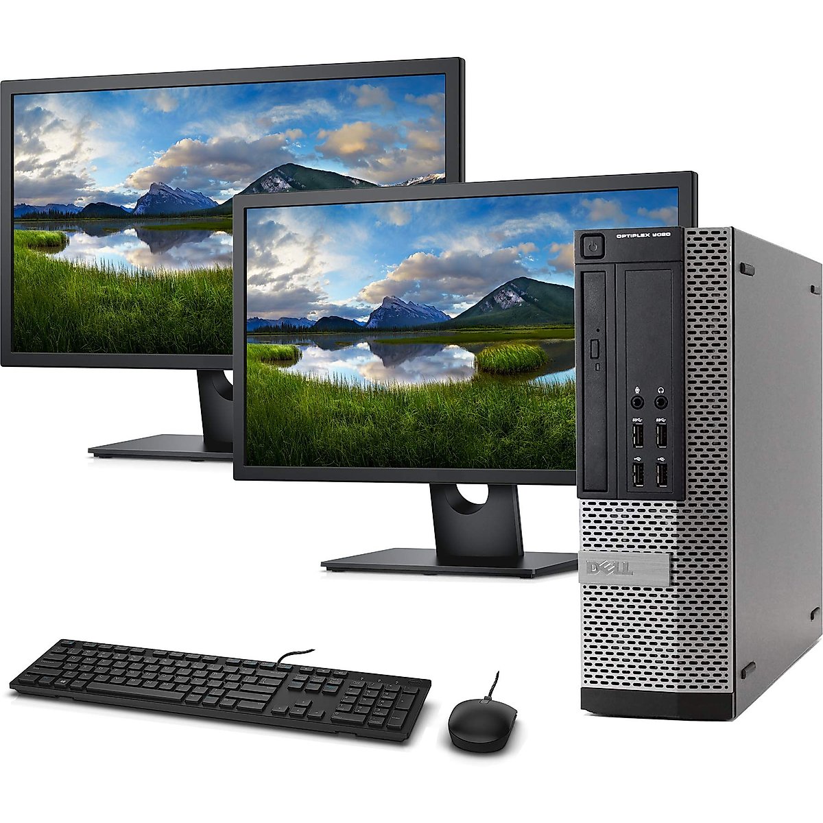 Dell OptiPlex 9020 SFF Computer Desktop PC, Intel i5 Processor, 16GB Ram, 128GB M.2 SSD + 2 TB HDD, Dual FHD New 24 Monitor, Wired Keyboard and Mouse, WiFi & Bluetooth, Windows 10 Pro (Renewed)