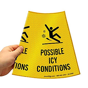 SmartSign “Possible Icy Conditions” Bright Reflective Cone Message Sleeve, [Cone Not Included]