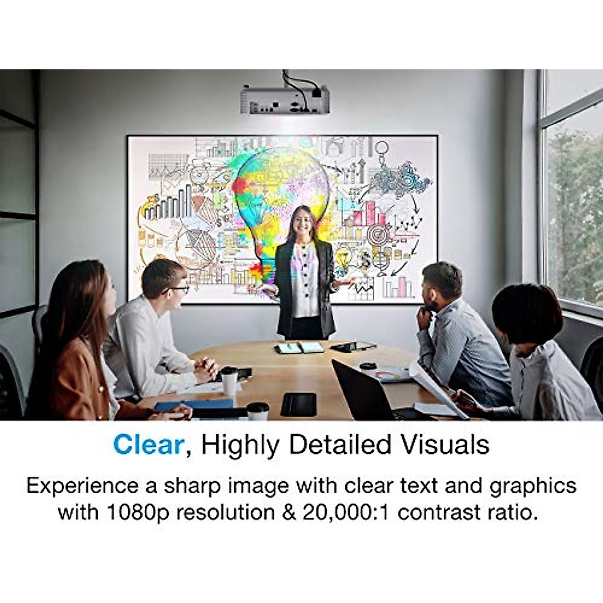 Optoma EH335 1080p DLP Professional Projector | Bright 3,600 Lumens | Business Presentations & Classrooms | Network Control | Up to 15,000-Hr Lamp Life | Speaker Built in | Portable Size