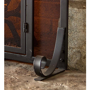 Plow & Hearth Metal Fireplace Screen Tree of Life Black | 38" W x 31" H | Flatguard | Spark Guard Grate | Iron Fire Place Cover | Wood Stove Accessories