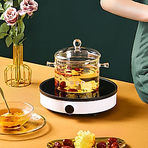 Glass Saucepan 2.0 Liter - Heat Resistant Glass Cooking Pot with Lid Sauce Pan for Soup, Pasta & Baby Food (2000ml/68oz)