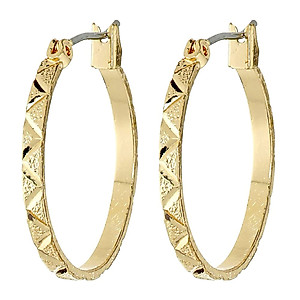 Anne Klein Gold Tone Leaf Hoop Base Earrings