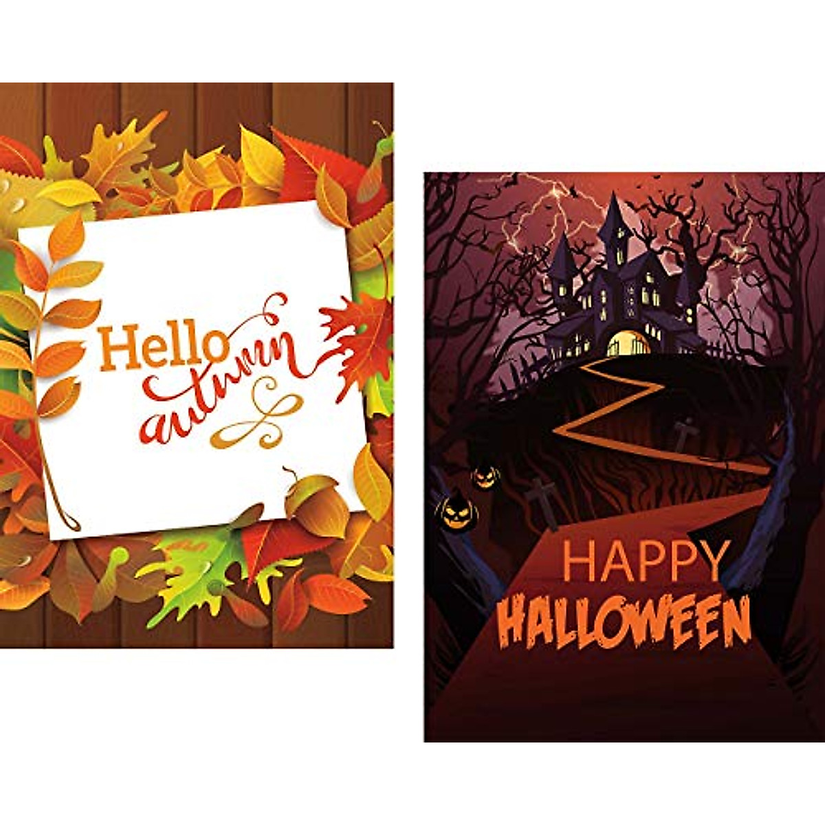 Seasonal Garden Flags Set of 10 Double Sided Halloween Fall Garden Flag, Small Festive Yard Flags for Holiday Outdoor Decorations 12.5x18 Inch for All Seasons and Holidays - Premium Quality Material