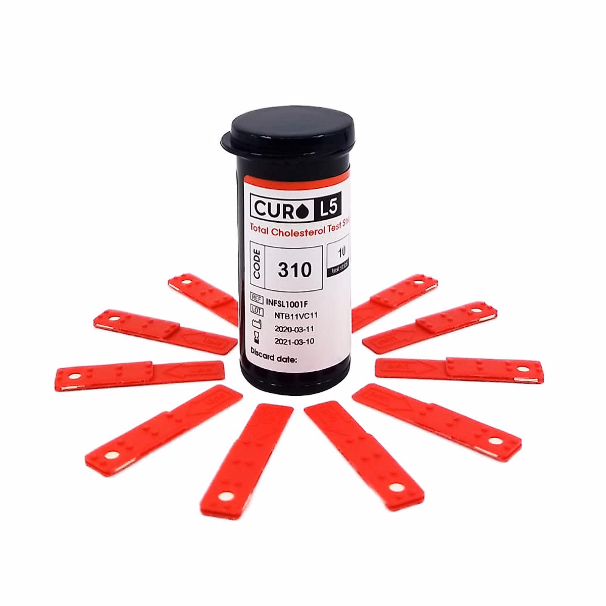 CURO L5 Blood Cholesterol Test Strips Includes Total Cholesterol Test Strips 10 ea (Device NOT Included)
