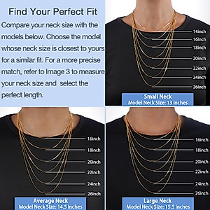Jewlpire 18K Over Gold Chain Necklace for Women Girls- 0.8mm Box Chain 925 Sterling Silver Chain Super Thin & Sturdy Women's Chain Necklaces 16 Inch