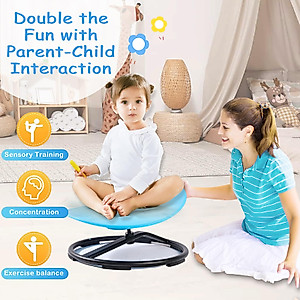 Fanboxk Kids Sensory Swivel Chair,Autism Sensory Spinning Chair for Kids,Sensory Spinning Toy Chair,Kids Coordination Sensory Swivel Products for Ages 3 Years and UP,Training Body Coordination(Blue)