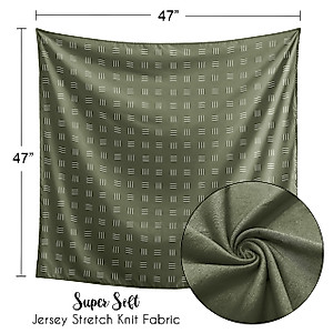 Sweet Jojo Designs Hunter Green Boho Mudcloth Boy or Girl Swaddle Blanket Jersey Knit Newborn Receiving Security White Bohemian Woodland Tribal Southwest Mud Cloth Hatch Gender Neutral Jungle Animal