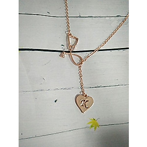 MANZHEN Rose Gold Plated Medicine Stethoscope Heart Initial Alphabet Letter Necklace for Doctor Nurse (B)