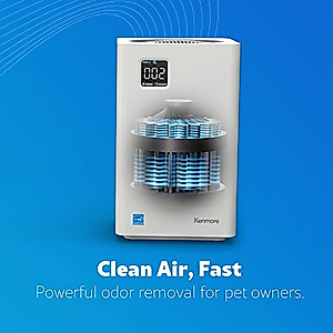 Kenmore PM2010 Air Purifier with H13 True HEPA Filter, Covers Up to 1200 Sq.Foot, 24db SilentClean 3-Stage HEPA Filtration System, 5 Speeds for Home Large Room, Kitchens & Bedroom