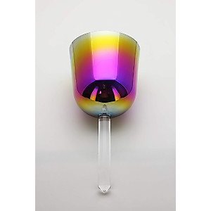 Colorful Crystal Singing Bowl With Handle Note B 4th Octave 5"