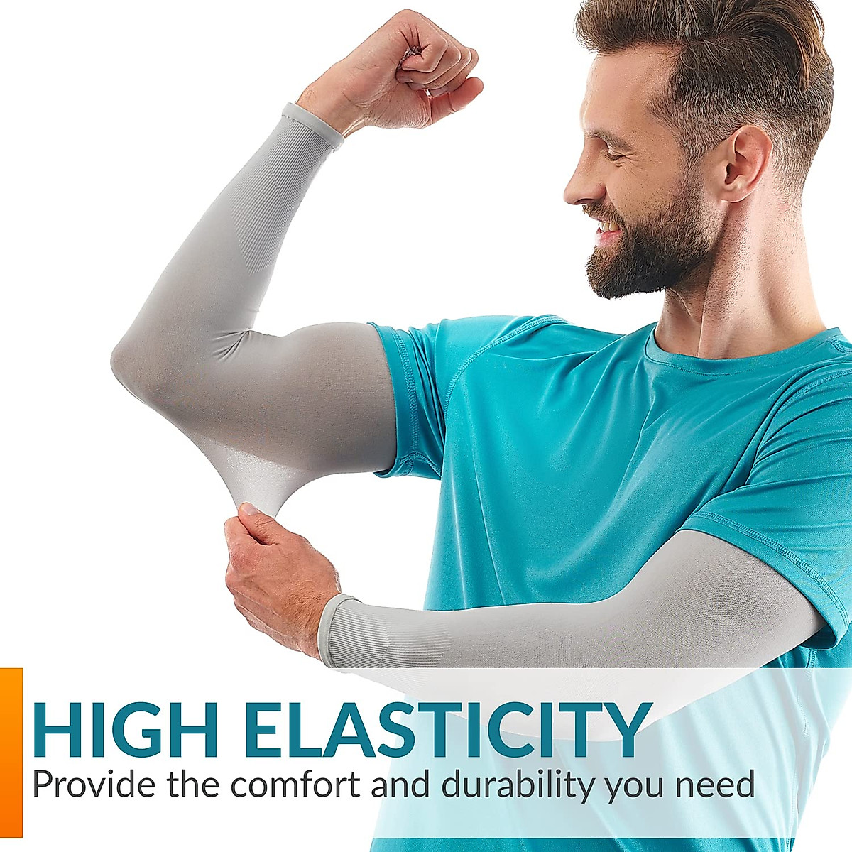 KEMFORD Arm Sleeves for Men and Women – 8 mmHg Light Compression – 1 Pair – Sun Protection – Cooling UPF 50 Compression – Basketball Running