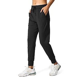 SANTINY Women's Joggers Pants Pockets Drawstring Running Sweatpants for Women Lounge Workout Jogging(Black_M)