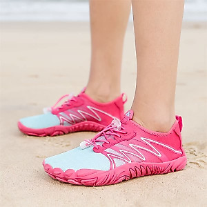 Zonkacen Male Female Colorful Concise Anti Slip Elastic Band Water Shoes for Summer Beach Swiming Diving Surfing Wading Cycling Sports Pool Yoga Rose Red 3 Men/4.5 Women