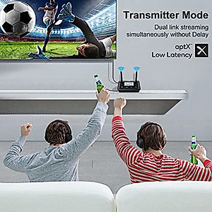 1Mii B03+ Bluetooth Transmitter Receiver for TV Home Stereo, Long Range Bluetooth 5.0 Adapter for TV Audio with Screen, aptX Low Latency & HD