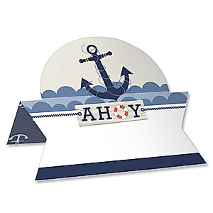 Big Dot of Happiness Ahoy - Nautical - Baby Shower or Birthday Party Tent Buffet Card - Table Setting Name Place Cards - Set of 24