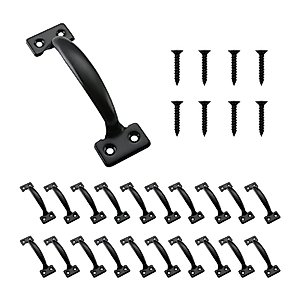 HOME MASTER HARDWARE 20 Pack 6-1/2 inch Gate Pull Door Handles Metal Gate Pulls Kitchen Furniture Cabinet Wardrobe Closet Drawer Handle Black with Screws