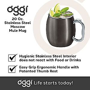 Oggi Stainless Steel Moscow Mule Mug - 20 oz, Slate Grey