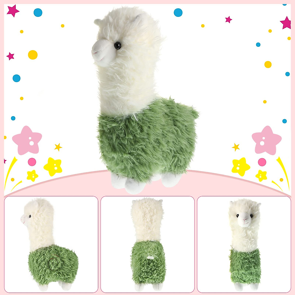 Chalyna 2 Pieces Llama Stuffed Animal 10 Inches Cute Llama Alpaca Plush Toy Gifts for Girls Boys Birthday Home Wedding Christmas Party Decorations(Green, Pink)