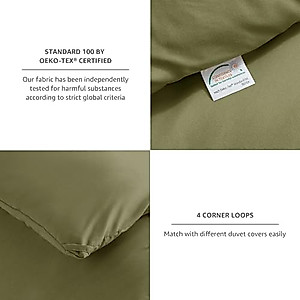 CozyLux Olive Green Comforter Set King Size, 3 Pieces Solid Breathable Quilted Style Bedding Sets, Luxury Fluffy Soft Microfiber Comforter for All Season(1 Comforter & 2 Pillowcases)