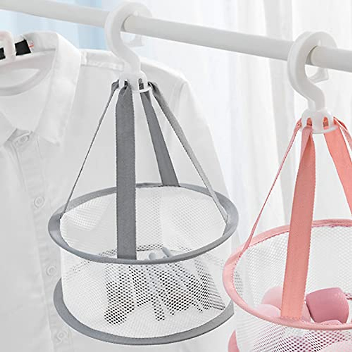 3pcs Mini Mesh Shower Dry Basket,Hanging Drying Net,Hanging Mesh Basket Dryer Mini Ventilated Windproof Drying Rack for Makeup Brushes Tools