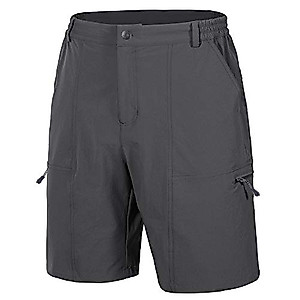 Libin Men's Outdoor Hiking Shorts Lightweight Quick Dry Stretch Cargo Shorts Travel Fishing Golf Tactical Shorts, Grey L