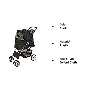 Pet Stroller 4 Wheels Dog Cat Stroller for Small Medium Dogs Cats Foldable Puppy Stroller with Storage Basket and Cup Holder