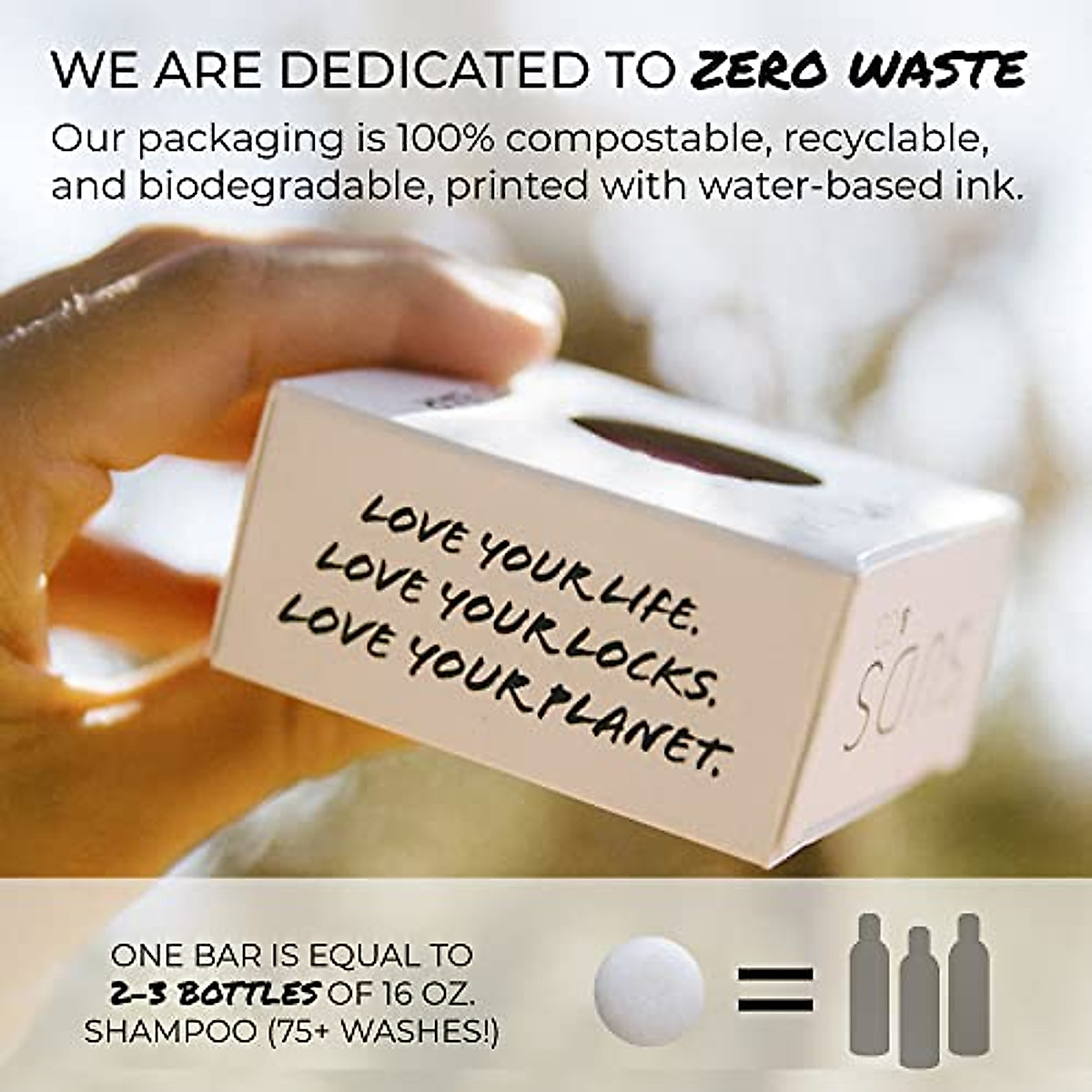 Suds & Co. Solid Shampoo Bar, Zero Waste Shampoo, Natural Shampoo Bar Soap, Sustainable, Eco-Friendly Hair Care - Peppermint, 3.0 Ounce