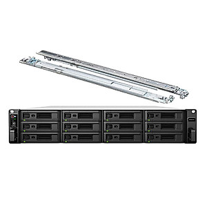 Synology RackStation RS3621xs+ NAS Server with Xeon 2.1GHz CPU, 64GB Memory, 192TB HDD Storage, 2 x 10GbE LAN Ports, DSM Operating System Bundle with Rail kit