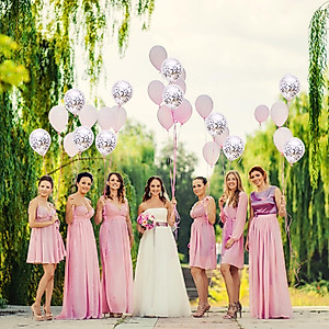 12inch Pink Balloon and Metallic Silver Balloon for Wedding Bridal Birthday Baby Shower Decoration