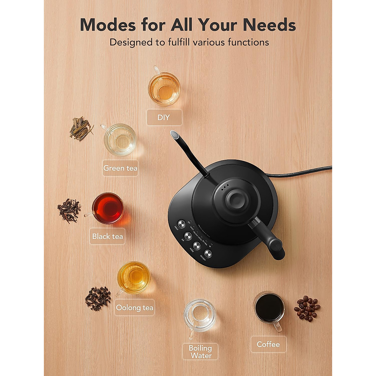 GoveeLife Smart Electric Kettle, 0.8L WiFi Gooseneck Kettle Compatible with Alexa, 5 Modes for Use, 3-minute Fast Heating and 2H Keep Warm, Auto-Shut off for Safety, Stainless Steel, Matte Black…