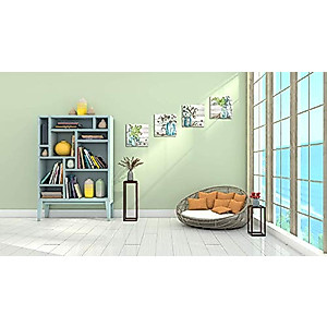 Flower Painting Wall Art Watercolor MasonJar Floral Picture Artwork 4 Panel Modern Oil Painting Print on Canvas for Bedroom Living Ready to Hang