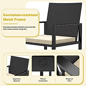 rattantree Patio Furniture Set, 4 Pieces Outdoor Rattan Garden Furniture Set Wicker Patio Conversation Furniture Set for Yard, Poolside, Lawn, Porch and Backyard (Black 1)