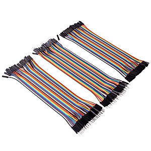 kuman 120pcs Breadboard Jumper Wires for Arduino Raspberry Pi 3 40pin Male to Female, 40pin Male to Male, 40pin Female to Female Ribbon Cables Kit Multicolored Pack K45