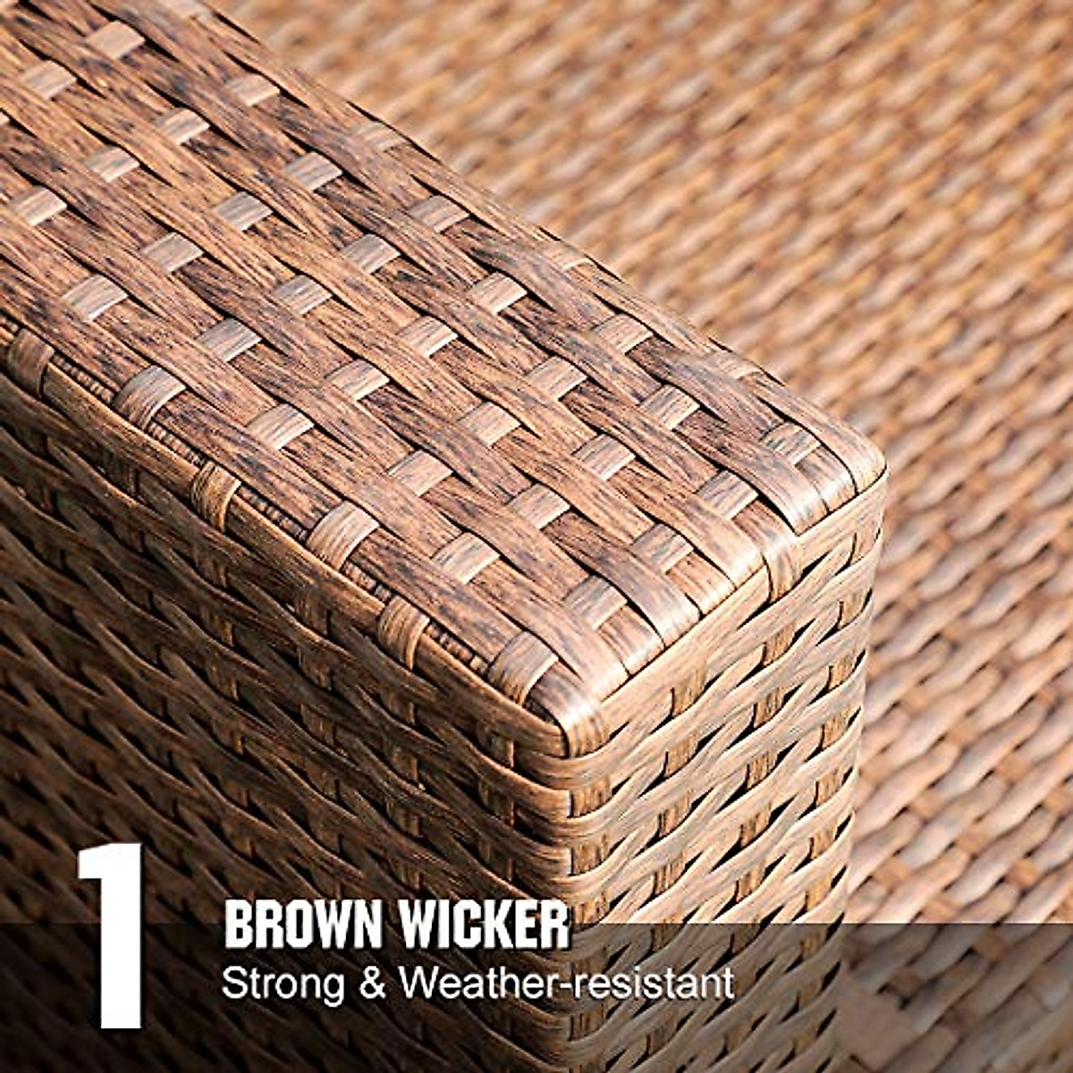 Patiorama 10 Piece Outdoor Patio Furniture Set, Patio Sectional Sofa Set, All-Weather Brown PE Wicker with Beige Cushions, Outdoor Backyard Porch Garden Poolside Balcony Furniture Sets