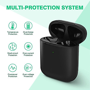 Airpods Wireless Charging Case Replacement, Wireless Charger Battery Case Compatible with AirPods 1 & 2, NO EARPODS (Black)