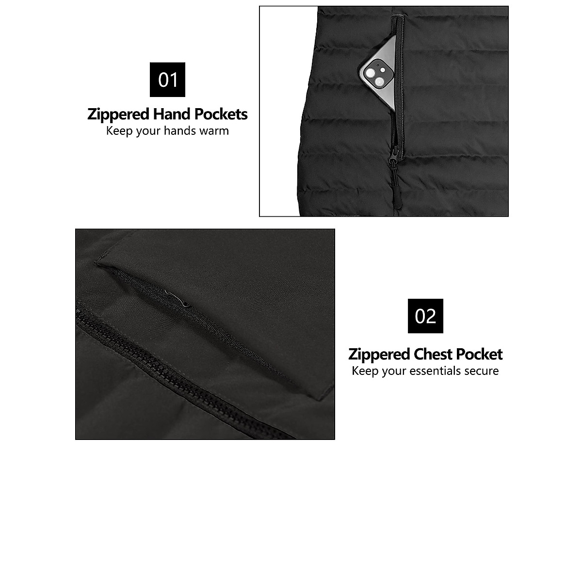 Little Donkey Andy Women's Warm Waterproof Puffer Jacket Hooded Windproof Winter Coat with Recycled Insulation Upgraded Black XS