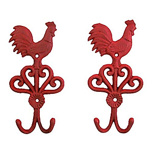 Rooster Cast Iron Wall Hook 9 Inch (Set of 2)