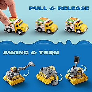 JOYIN 18 Pcs Pull Back Cars Set and 18 Pcs Soft Rubber Toy Car Set, Mini Toy Vehicles，Car for Toddlers, Party Favors for Kids