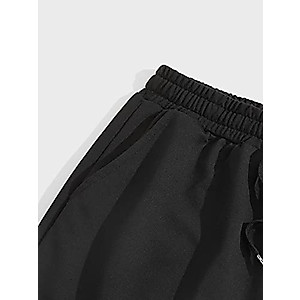 Cozyease Mens Casual Graphic Print Shorts High Waisted Drawstring Summer Beach Shorts with Pocket Black Letter Print M