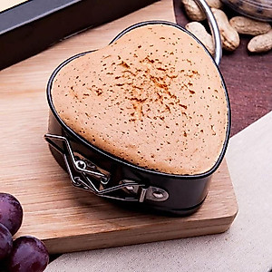 4-Inch Springform Pans Set, 4 Pack Non-Stick Cheesecake Pan, Leakproof Cake Pan, Removable Bottom Baking Pans, for Mini Cake, Pizzas and Quiches, Cheesecakes, Birthday Cake, Heart Shape