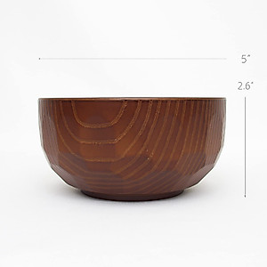 OTSUMAMI TOKYO Japanese Soup Bowl, Miso Soup Cup, Soup Mug for Noodle, Rice, Cereal, Dishwasher safe, Durable, Made in Japan (1pc, Hexa Wood Grain Pattern, Large 5 x 2.6 in.)