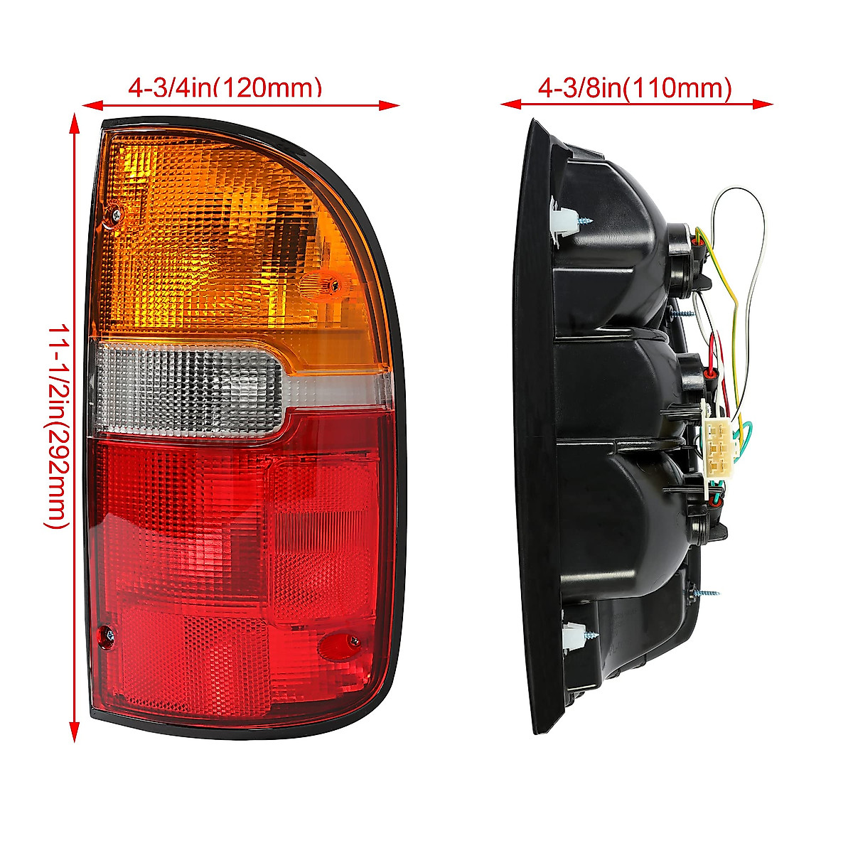 ECOTRIC Tail Light Lamp w/Bulb(s) Compatible with 1995-2000 Toyota Tacoma Truck Replace for TO2801116 8155004030 Rear Taillight Signal Brake Light Passenger Side Right RH
