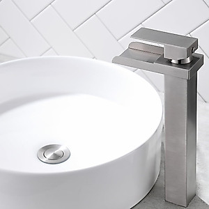 Pop Up Drain, Bathroom Pop Up Sink Drain, Brushed Nickel Bathroom Sink Stopper with Drain Hair Catcher Pop Up Drain, Bathroom Vanity Kitchen Sink with Overflow,PUD001L