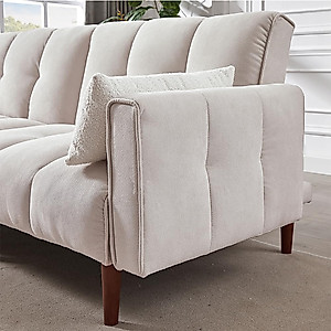 P PURLOVE Convertible Tufted Futon Sofa Bed,Adjustable Couch Sleeper with Adjutable Back,Upholstered Loveseat Sofa & Couch for Apartment, Living Room,Home Office