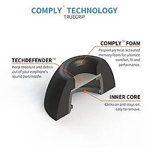 Comply Ear Tips for Google Pixel Buds Pro, Assorted, 3 Pair, Black