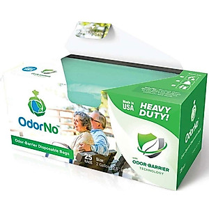 OdorNo ADU-2-4025 Odor-Barrier Disposable Bags; 2 Gallon Bags 12.5 x 20 inches; Pack of 2 Boxes of 25 Bags (50 Bags Total)