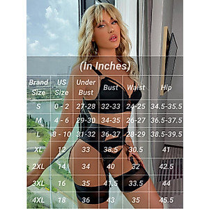 Kaei&Shi Garter Belt Thong Lingerie for Women,Strappy Hollow Out Sexy Lingerie,Underwire Mesh Sheer Matching 4 Piece Lingerie Set Boudoir Outfits Costumes Black Red Plaid 2X-Large