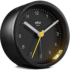 Braun Classic Triple Black Analogue Alarm Clock Home Gift Bundle with Snooze and Light, Quiet Quartz Movement, Crescendo Beep Alarm in Black, Model BC12B, BC02XB, BC03B (3 Pack)