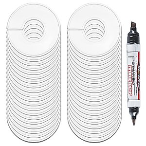 AMT 40 Pack Closet Dividers, Clothing Dividers, Round Clothes Size Dividers for Closets with Double Ended Marker Pen (Blank) (40 Pack - White)